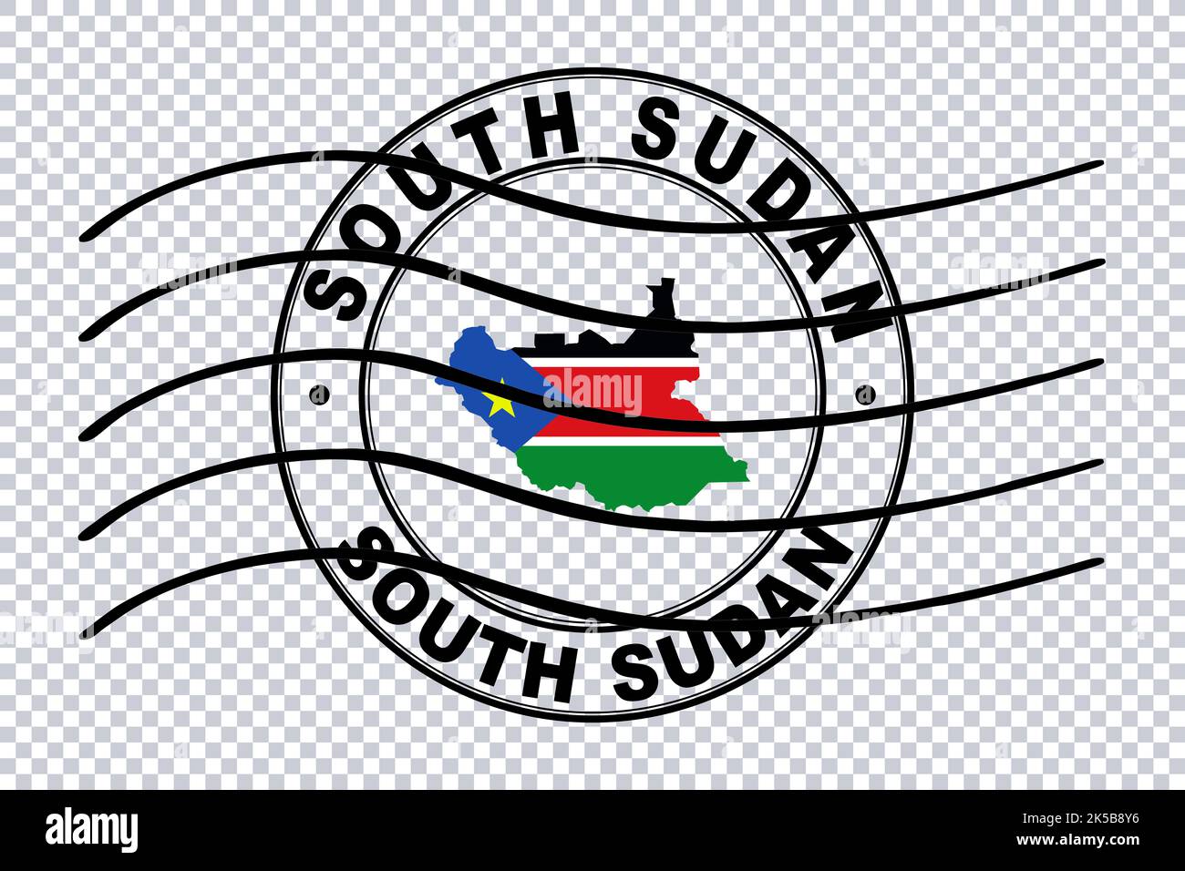 Map of South Sudan, Postal Passport Stamp, Travel Stamp, Clipping path ...
