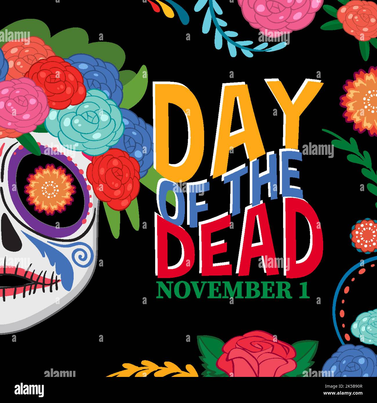Day of the dead with calaca skull illustration Stock Vector Image & Art ...