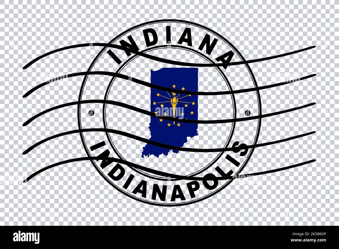 Map of Indiana, Postal Passport Stamp, Travel Stamp, Clipping path ...