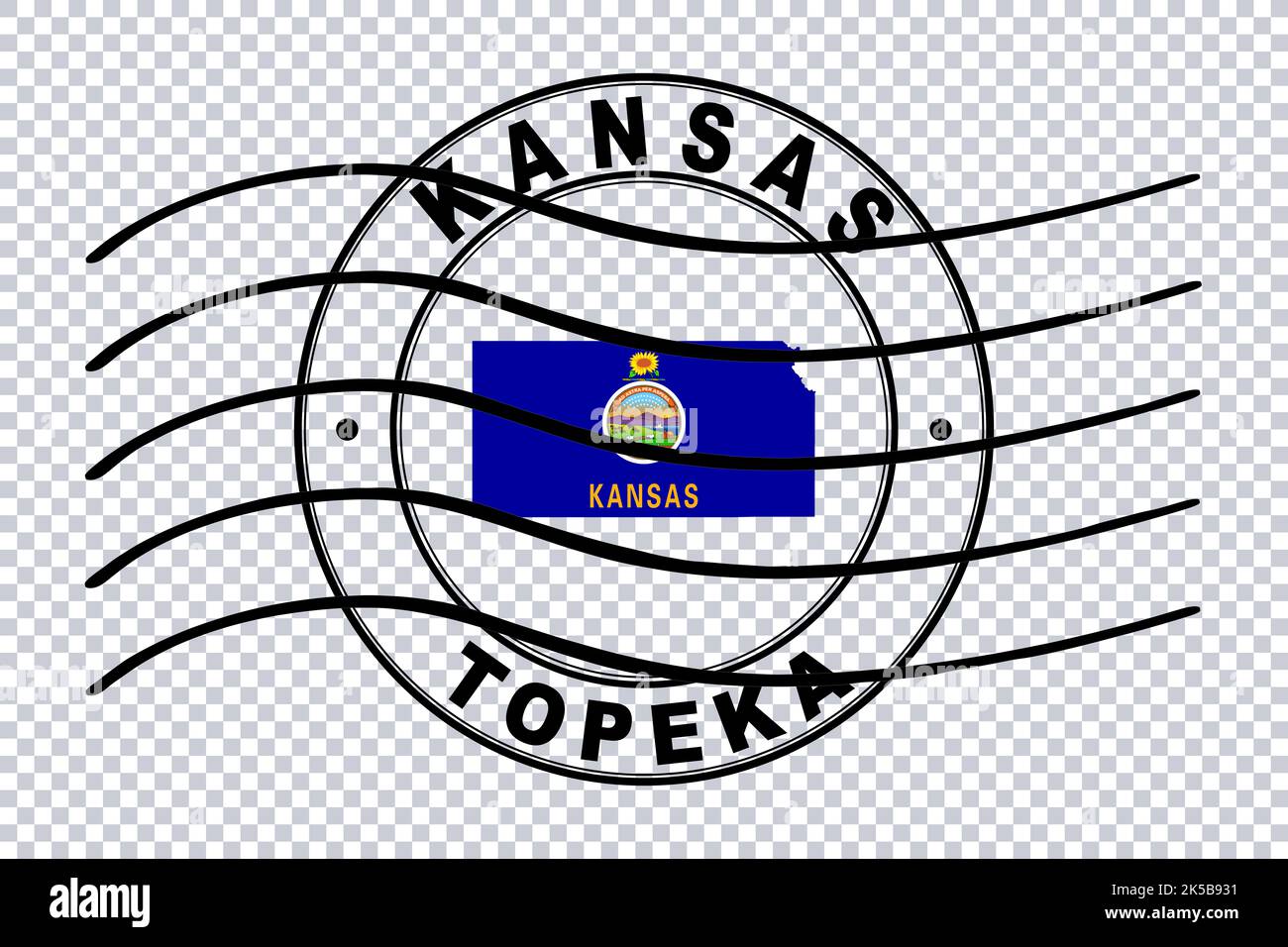 Map of Kansas, Postal Passport Stamp, Travel Stamp, Clipping path Stock ...