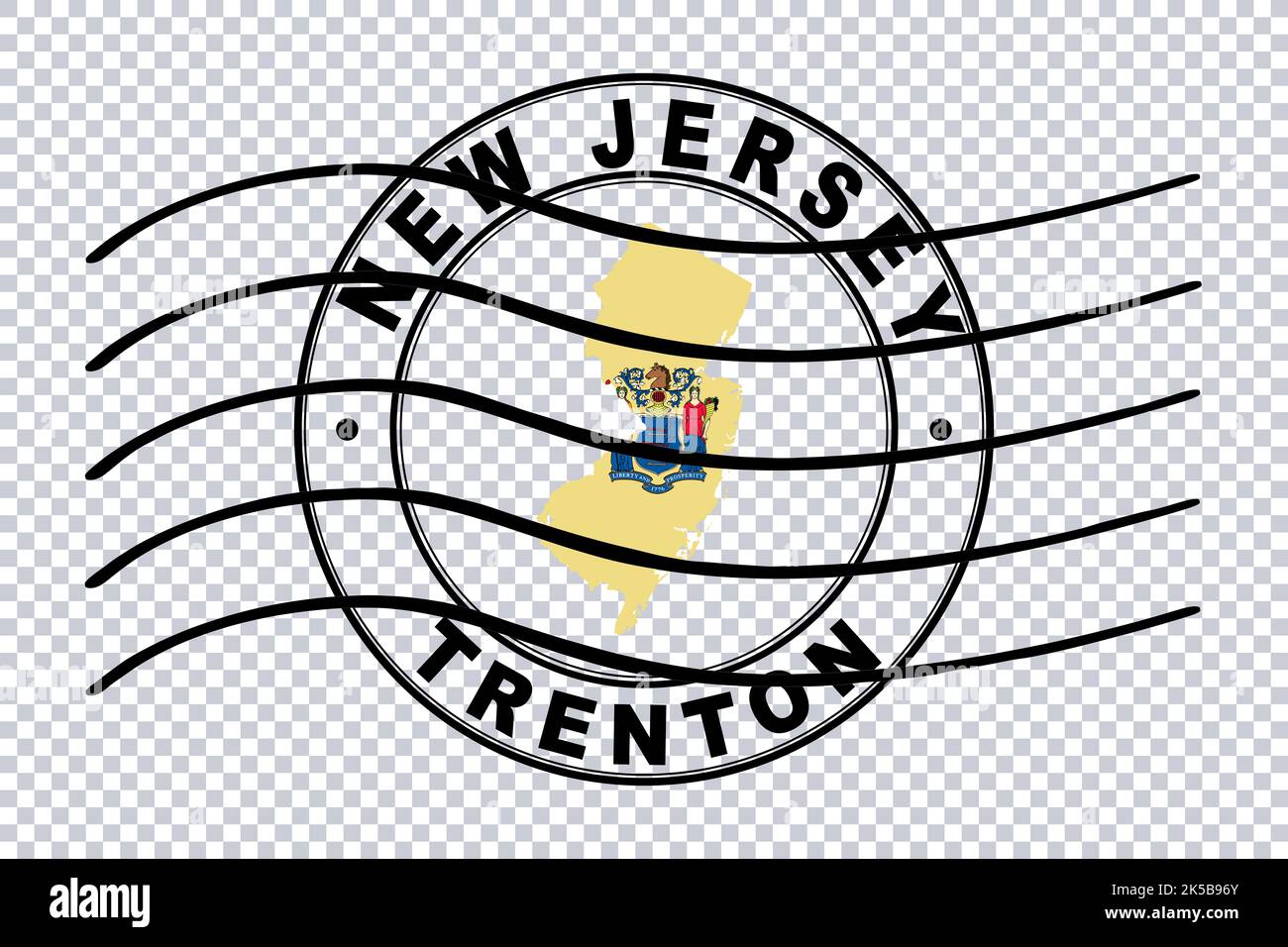 Map of New Jersey, Postal Passport Stamp, Travel Stamp, Clipping path ...