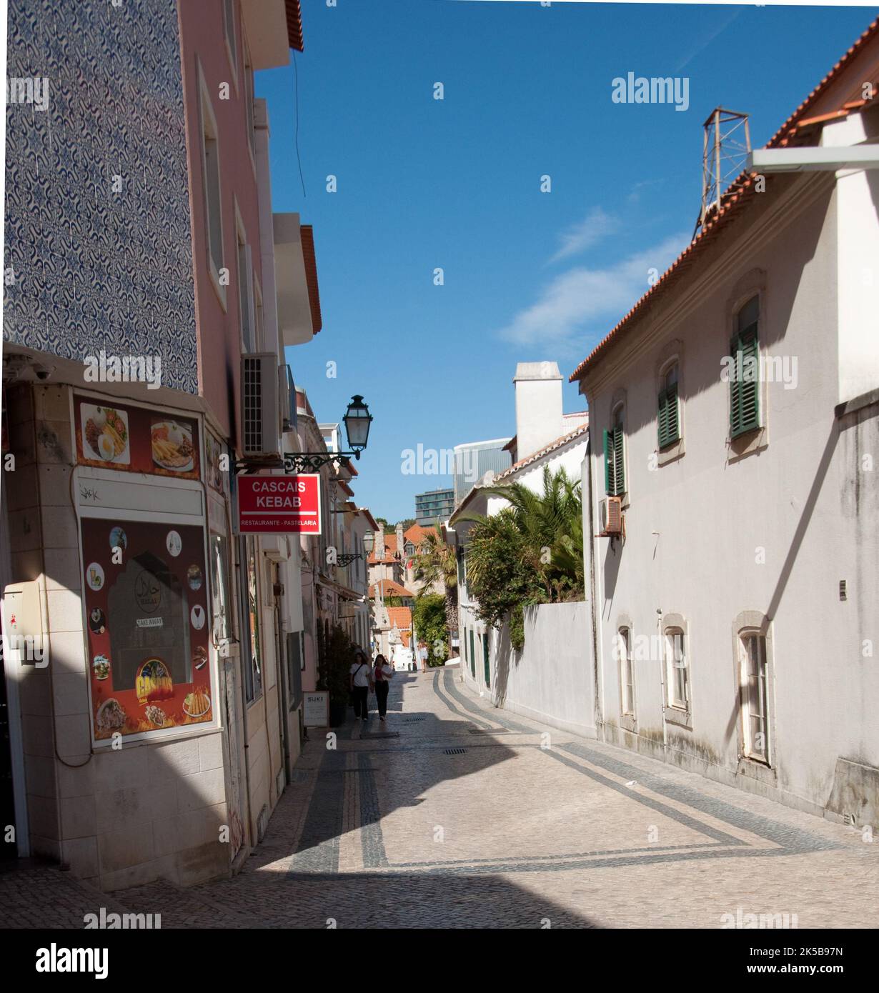 Narrow, cobbled street, Central Cascais, Portugal Stock Photo - Alamy