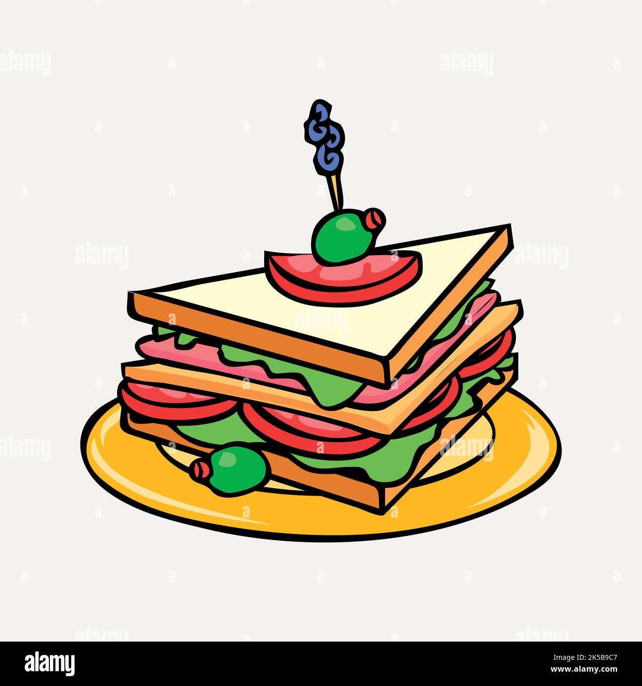 Club sandwich clipart, food illustration vector Stock Vector Image ...