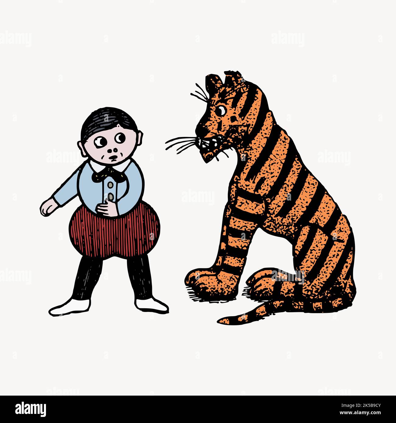 Man and tiger clipart, circus character illustration vector Stock ...