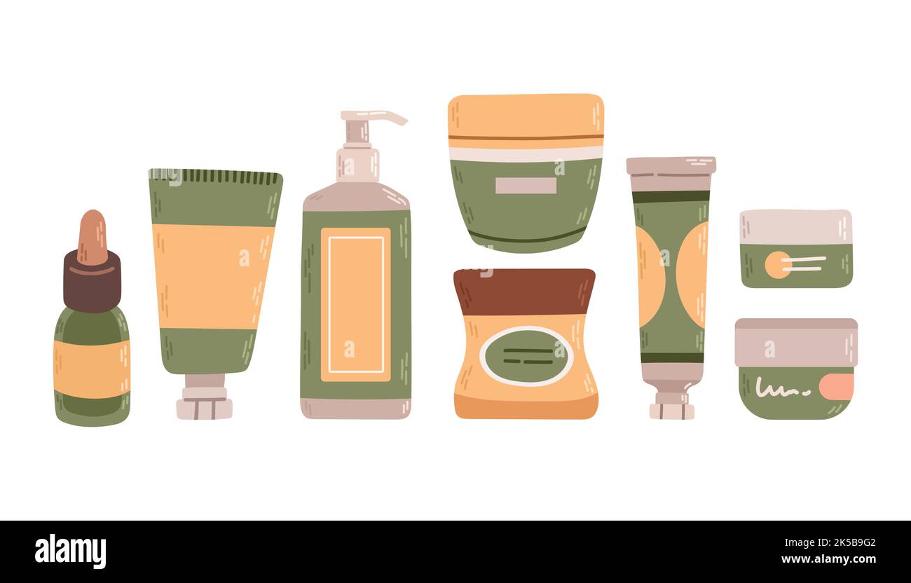 Set of beauty cosmetics flat design vector illustration Stock Vector ...