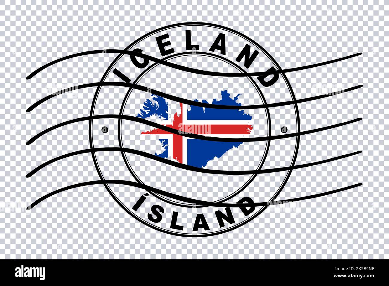 Map of Iceland, Postal Passport Stamp, Travel Stamp, Clipping path ...