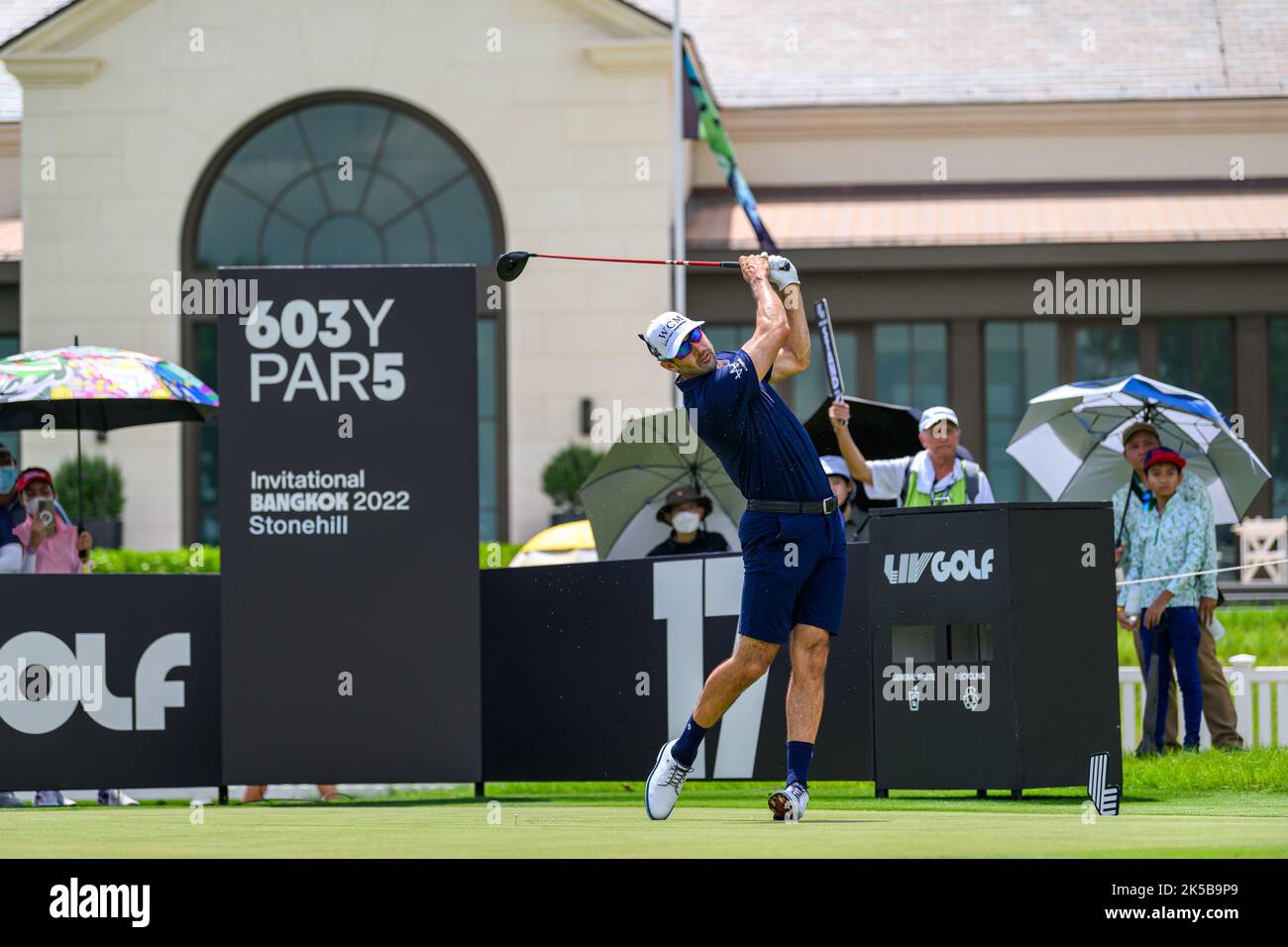 Cameron Tringale of USA tees off at hole 17 during the 1st round of the ...