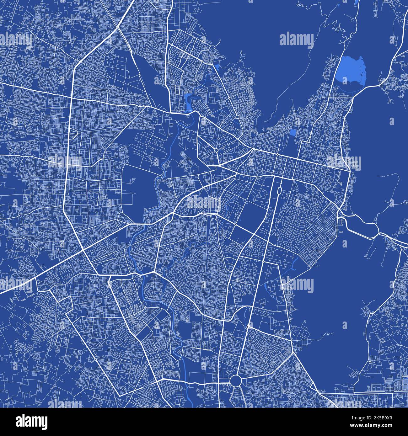 Detailed map poster of Jaipur city administrative area. Blue skyline ...