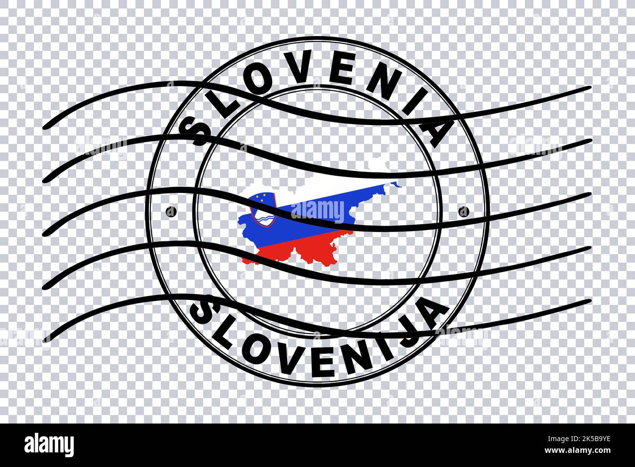 Map of Slovenia, Postal Passport Stamp, Travel Stamp, Clipping path ...