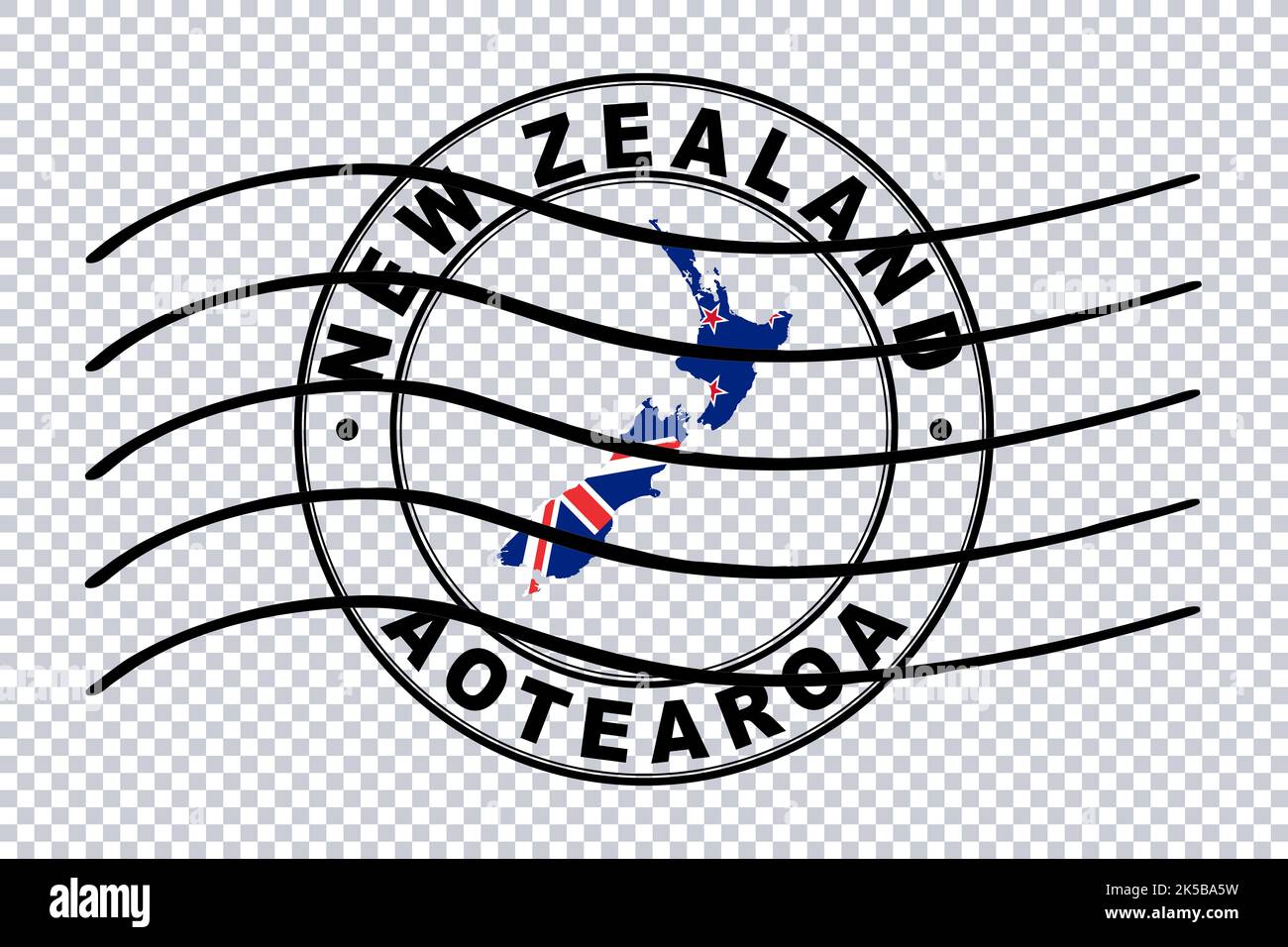 Map of New Zealand, Postal Passport Stamp, Travel Stamp, Clipping path ...