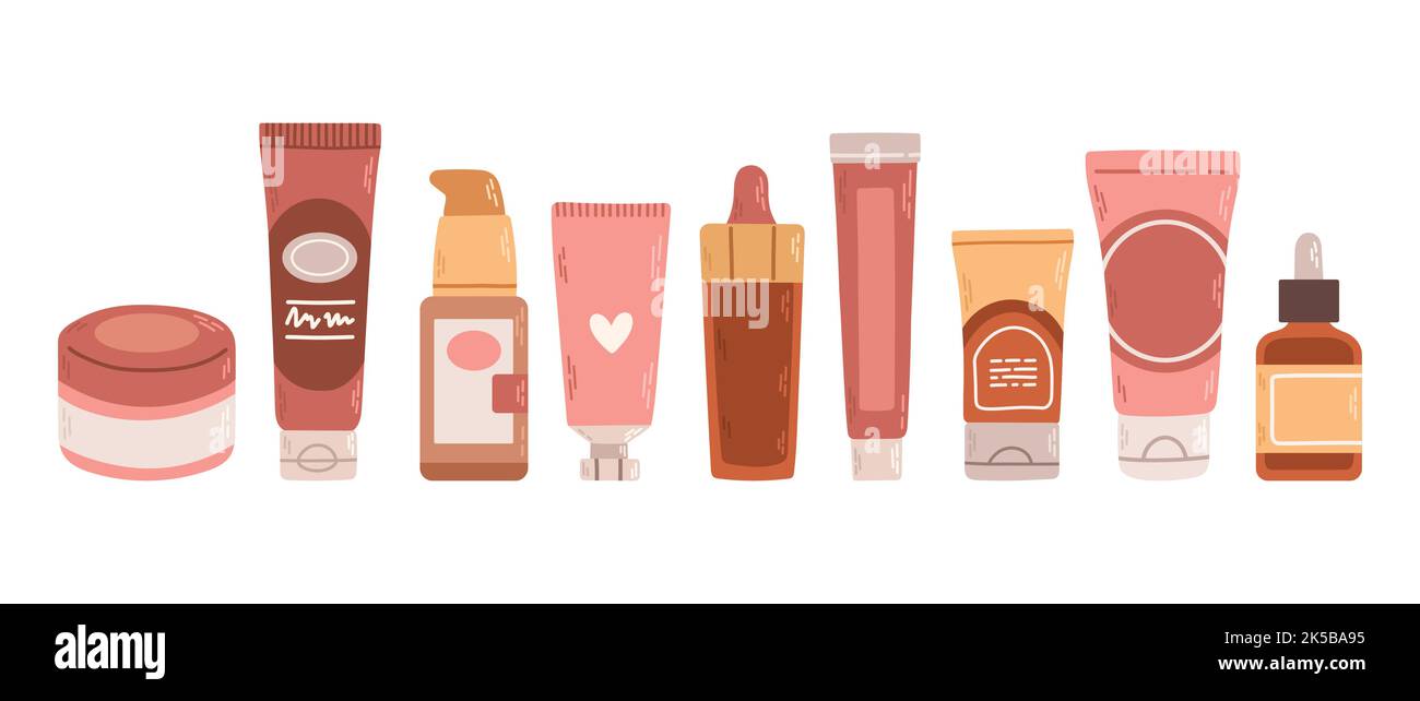 Set of beauty cosmetics flat design vector illustration Stock Vector ...