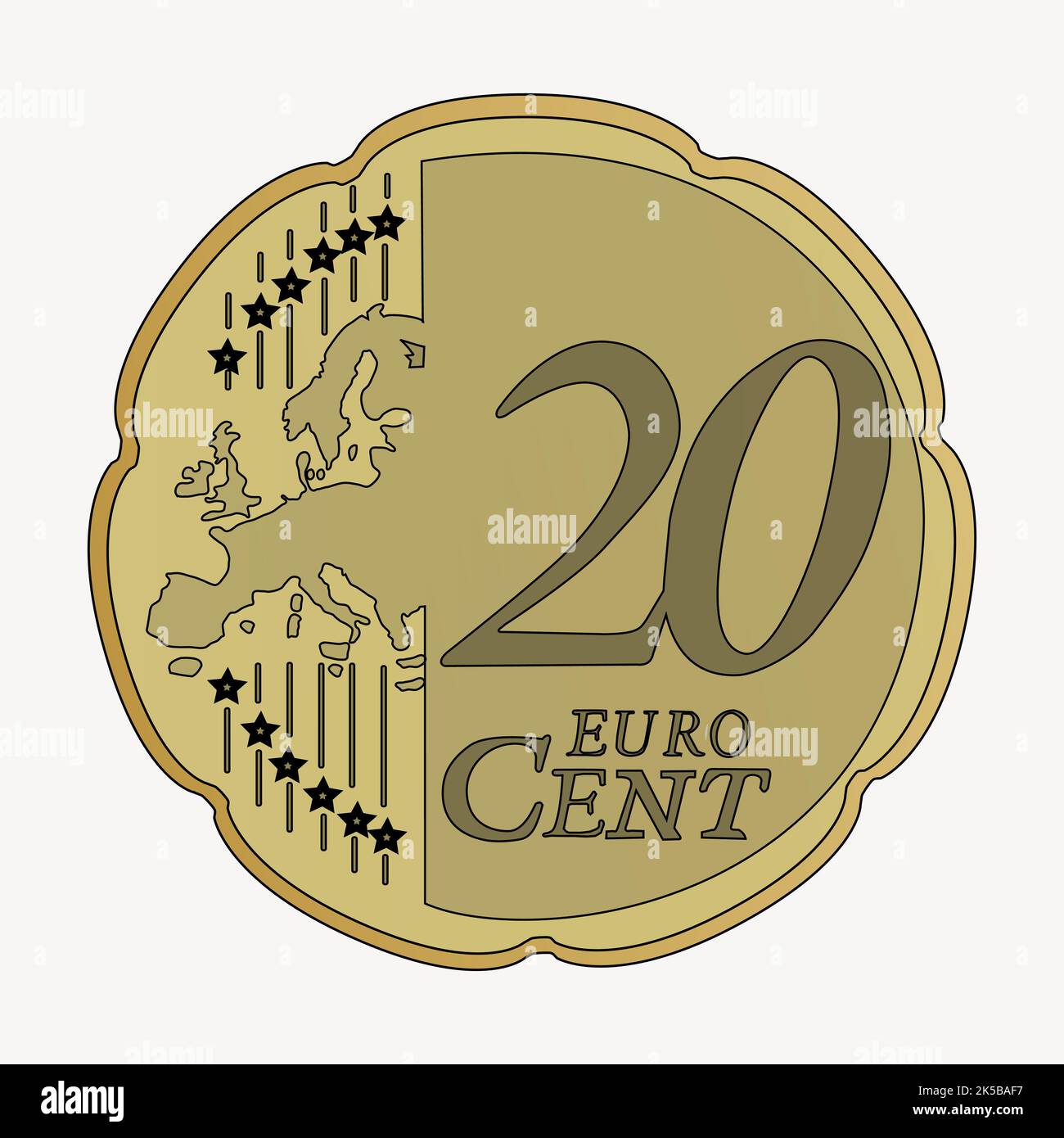 20 Euro cent coin clipart, illustration vector Stock Vector Image & Art ...