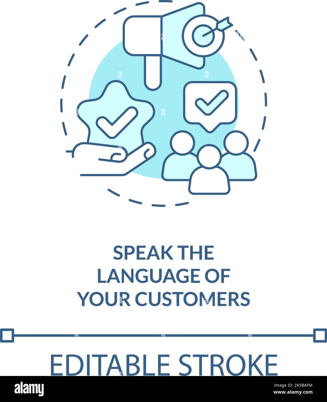 Speak language of customers turquoise concept icon Stock Vector Image ...