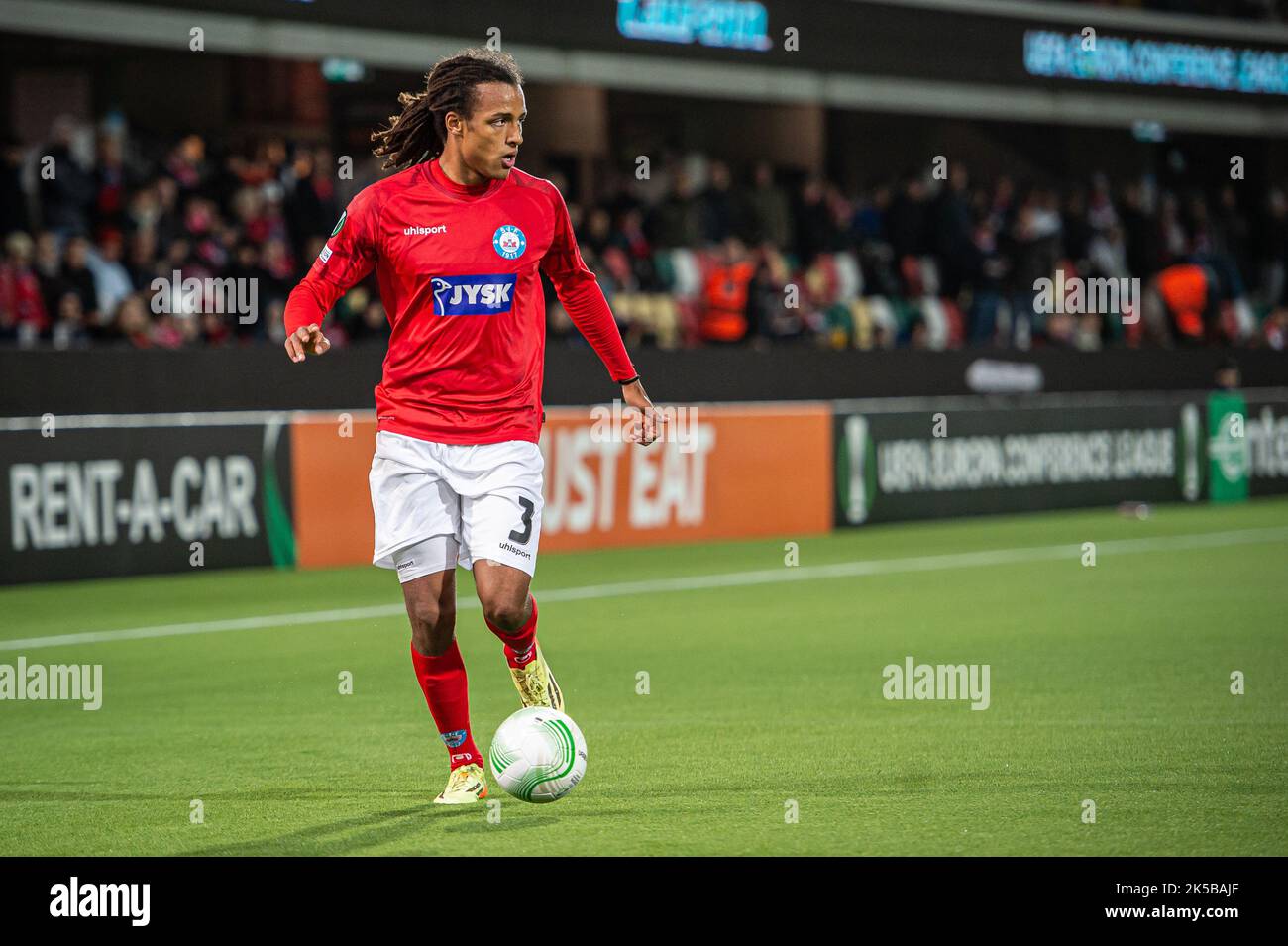Silkeborg, Denmark. 06th Oct, 2022. Robin Oestroem (3) of Silkeborg IF ... Silkeborg, Denmark. 06th Oct, 2022. Robin Oestroem (3) of Silkeborg IF ...