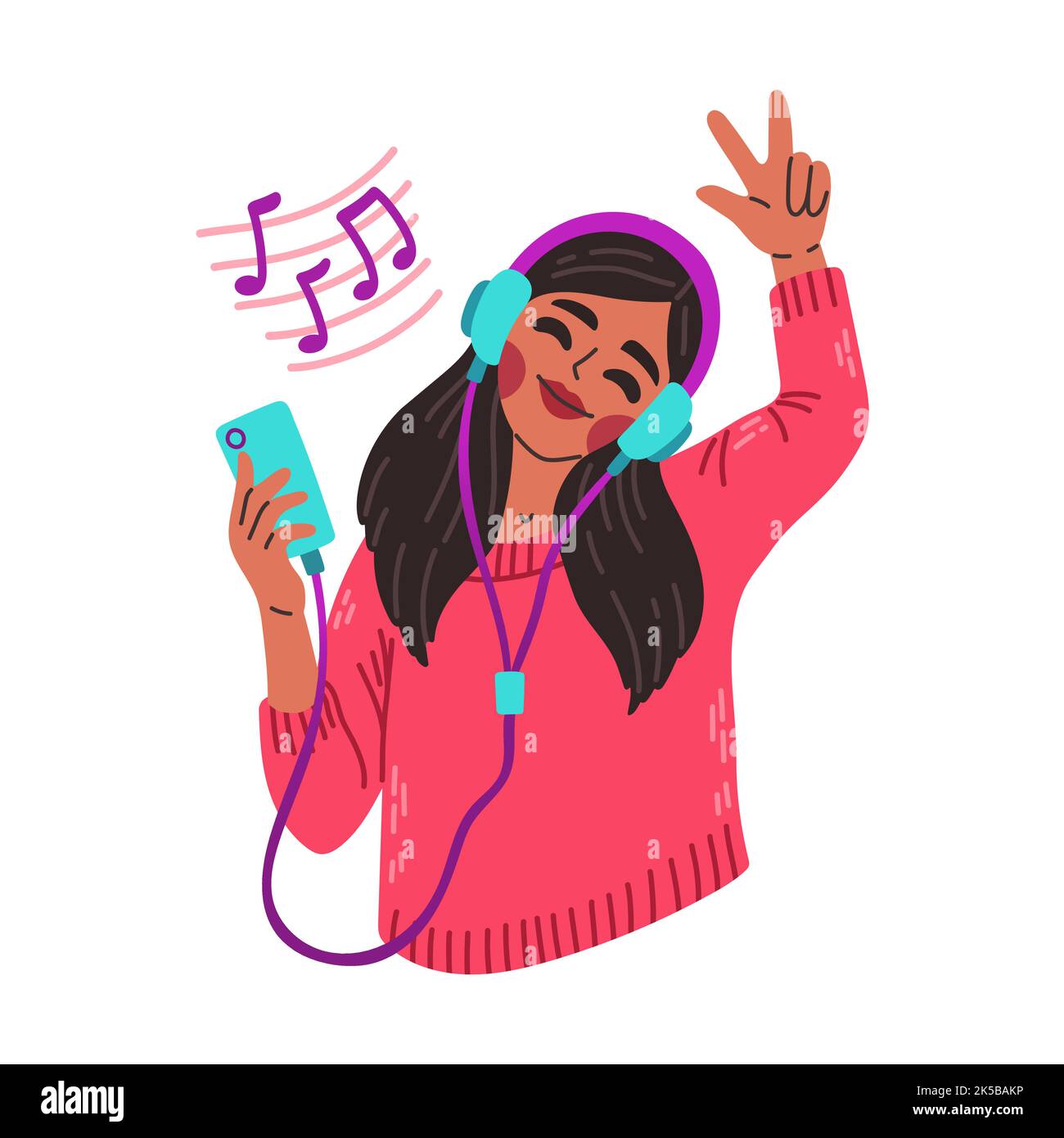 Girl Listening To Music Cartoon
