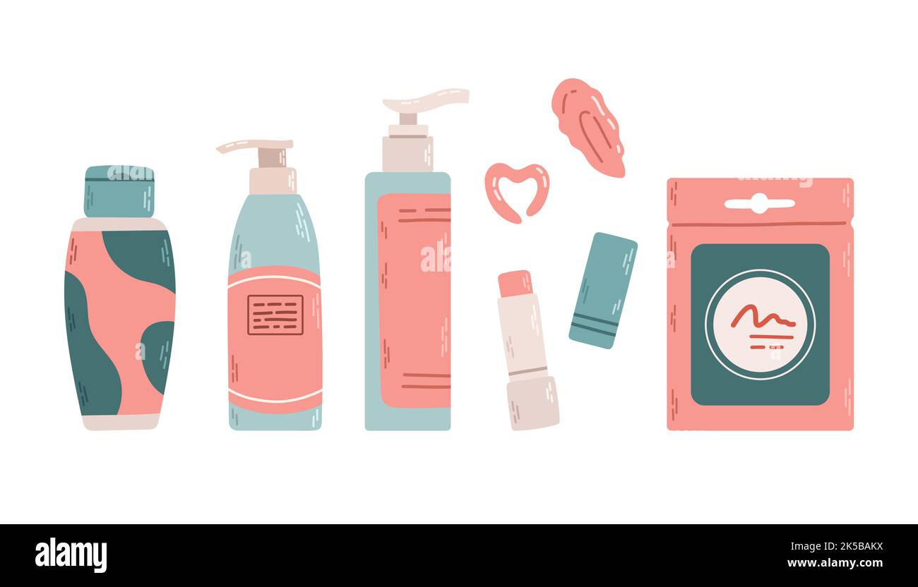 Set of beauty cosmetics flat design vector illustration Stock Vector ...