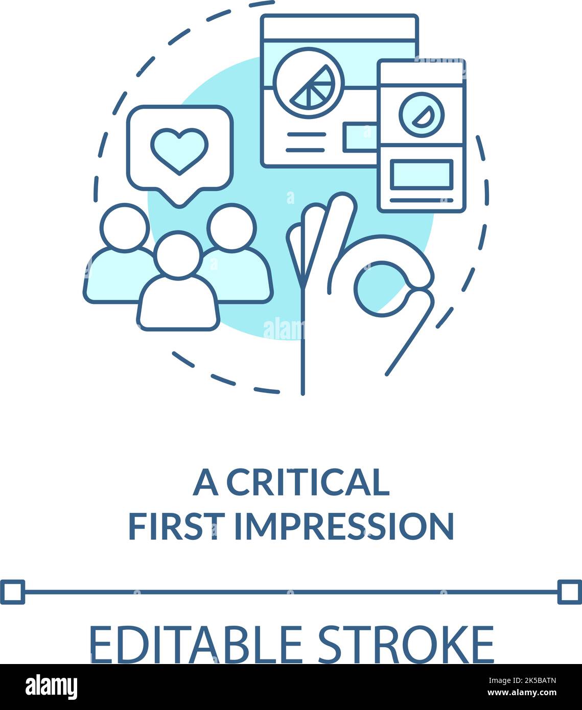 Critical first impression turquoise concept icon Stock Vector Image ...