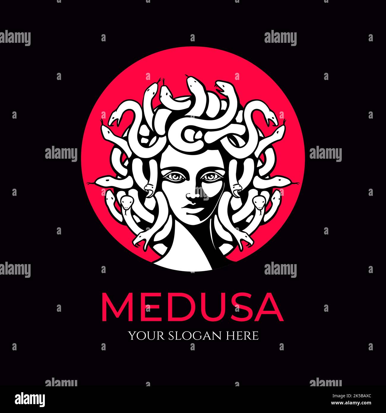 Medusa gorgon logo. Head of a woman with snakes. Protective amulet ...