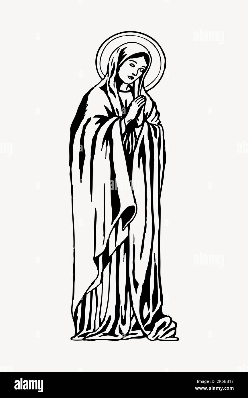 Virgin Mary drawing, illustration vector Stock Vector Image & Art - Alamy