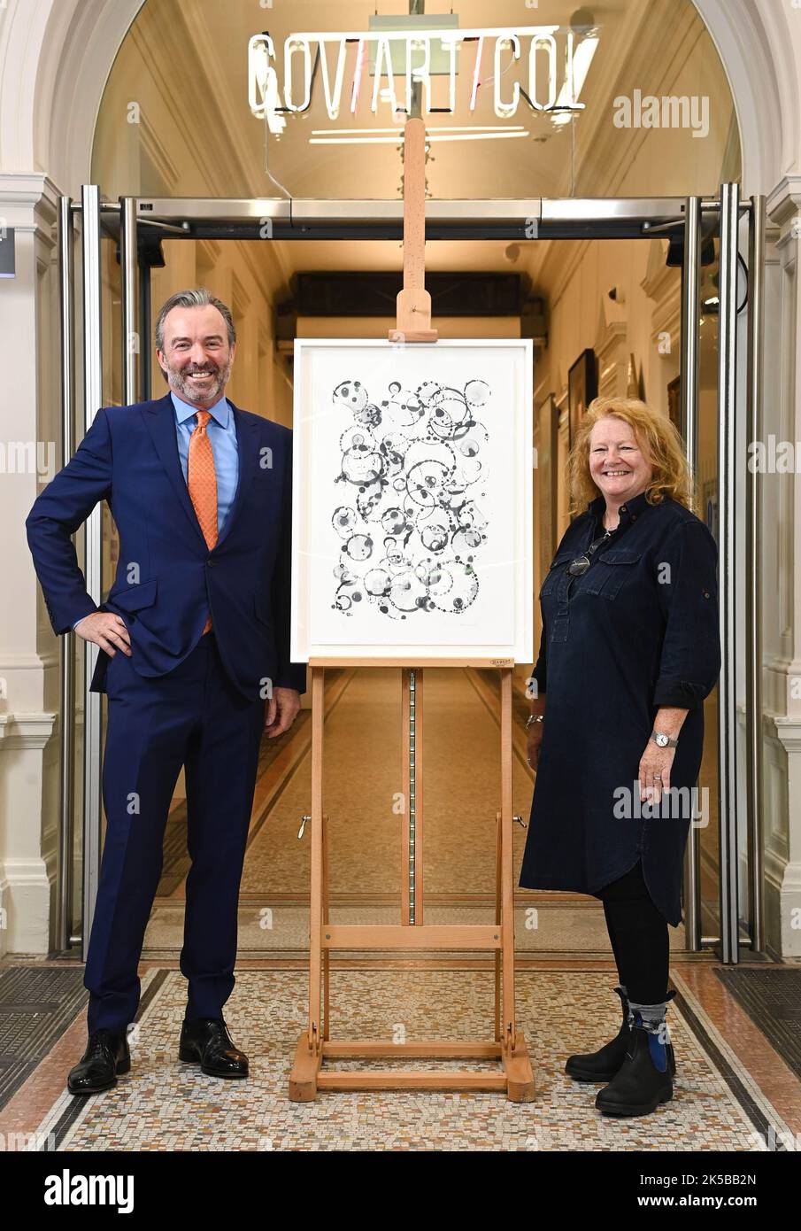 EDITORIAL USE ONLY Matthew Orr with artist Rachel Whiteread unveiling ...
