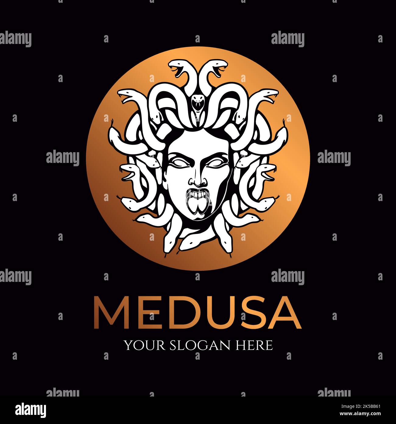 Medusa gorgon logo. Head of a woman with snakes. Protective amulet ...