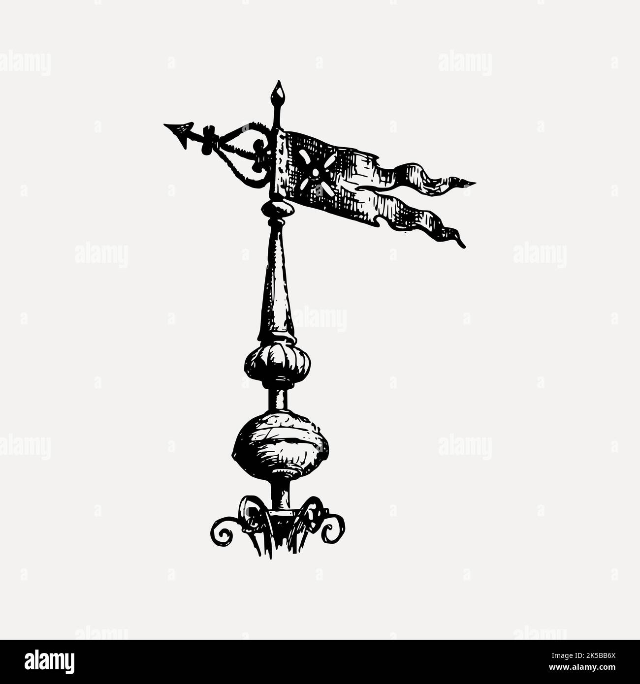 Wind vane clipart, vintage illustration vector Stock Vector Image & Art ...