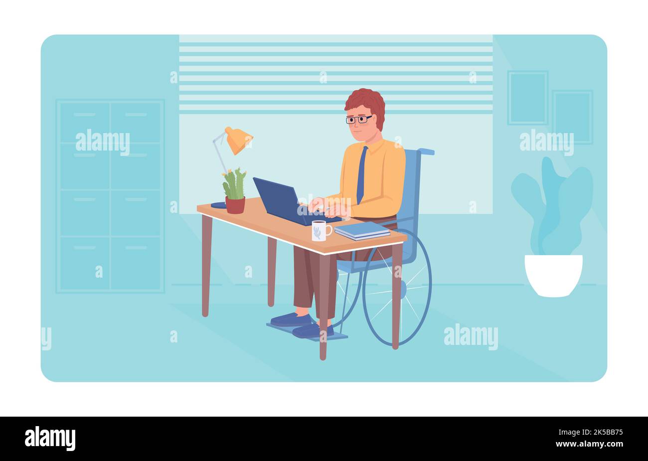 Disabled person in office 2D vector isolated illustration Stock Vector Image & Art - Alamy
