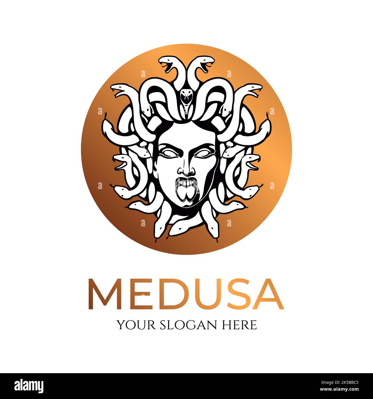 Medusa gorgon logo. Head of a woman with snakes. Protective amulet ...