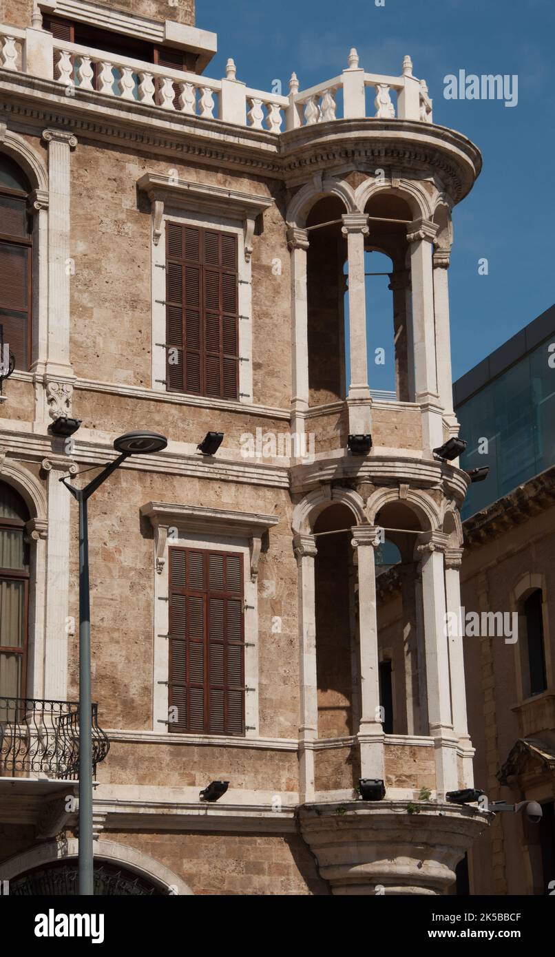 Traditional Building with balcony, Beirut, Lebanon, Middle East Stock ...