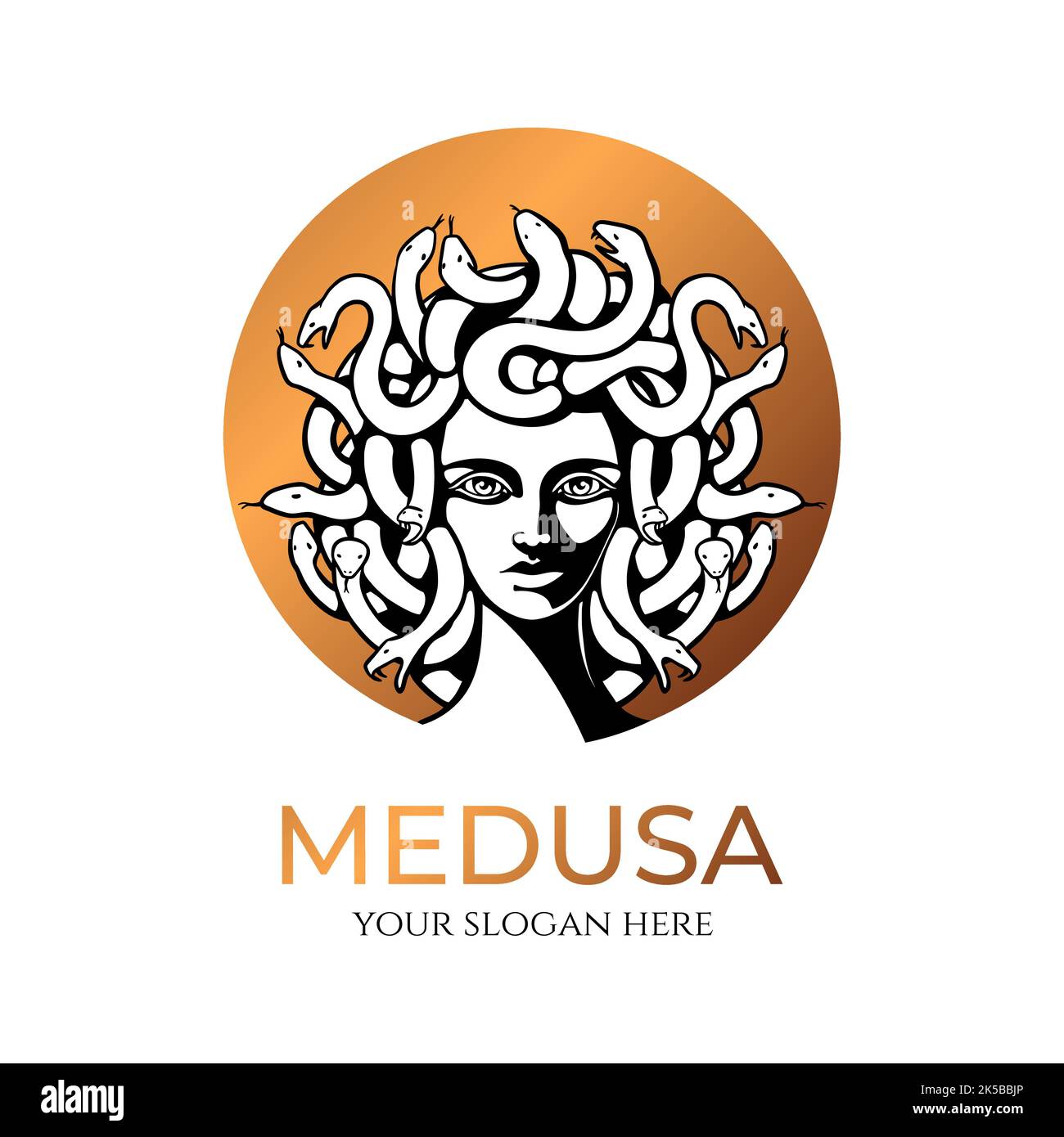 Medusa gorgon logo. Head of a woman with snakes. Protective amulet ...