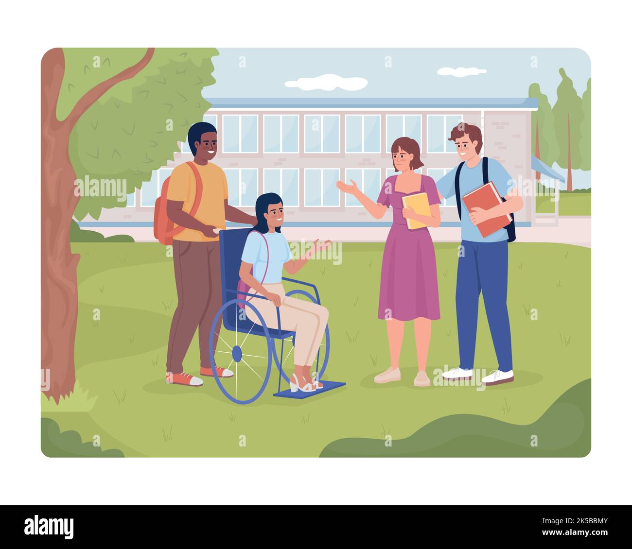 School break 2D vector isolated illustration Stock Vector Image & Art ...