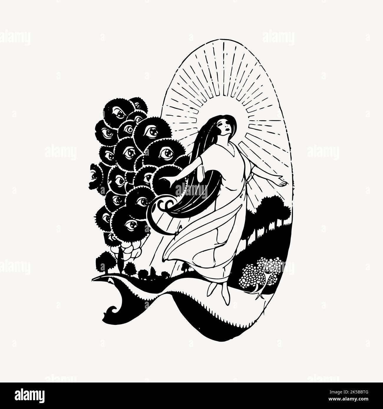 Surreal woman collage element, drawing illustration vector Stock Vector ...