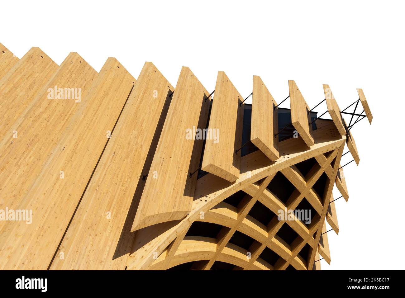 Close-up of a modern architecture in glued laminated timber (wood ...