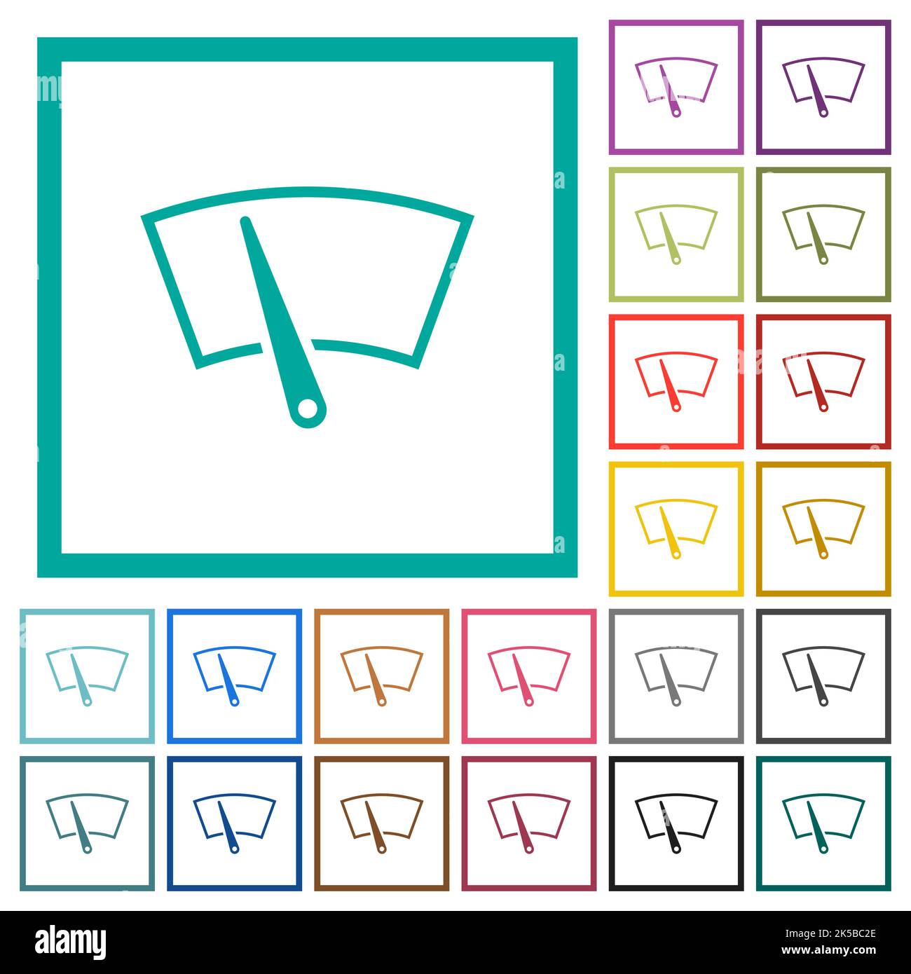 Windshield wiper flat color icons with quadrant frames on white background Stock Vector Image ...