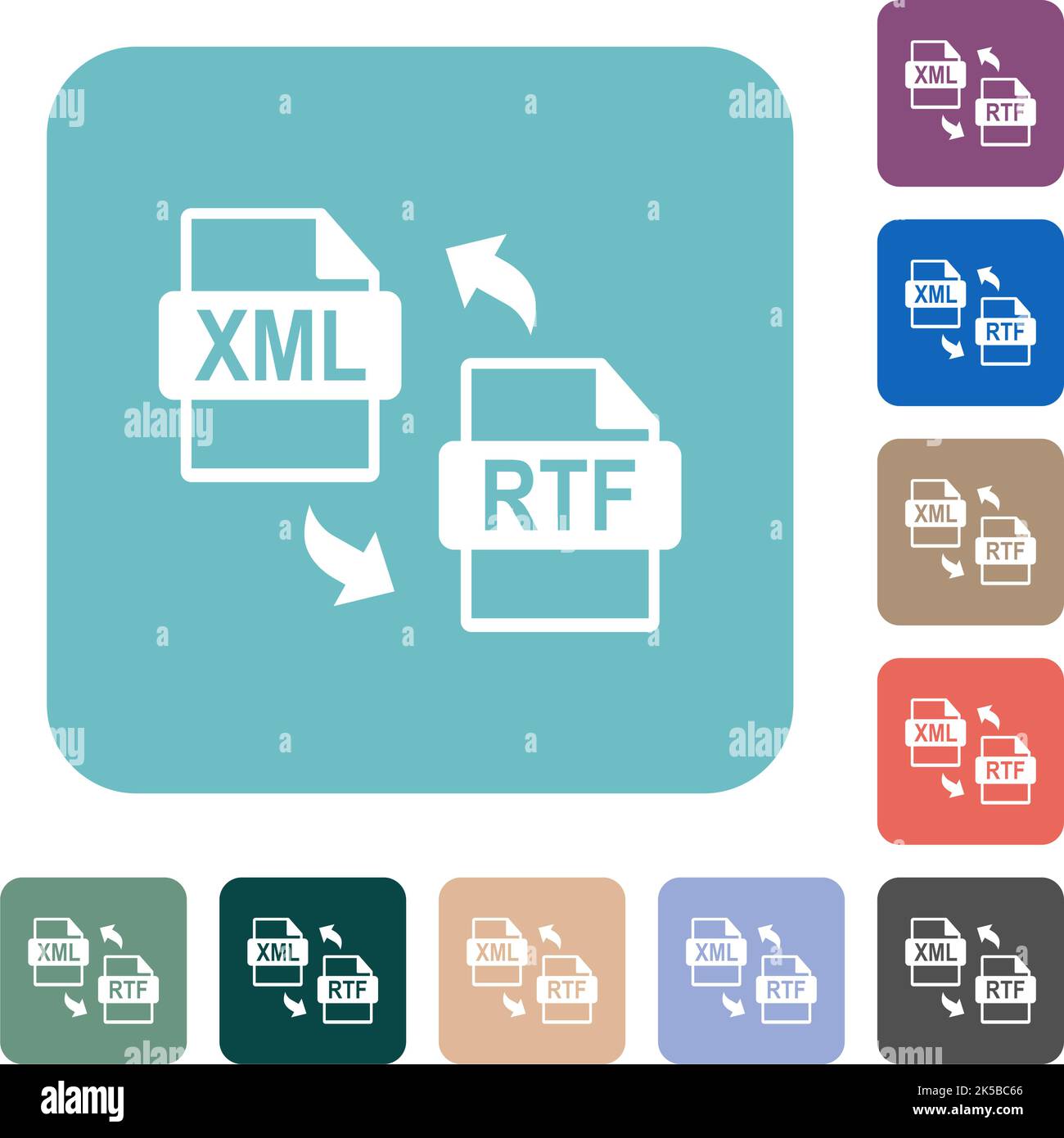 XML RTF file conversion white flat icons on color rounded square ... XML RTF file conversion white flat icons on color rounded square ...