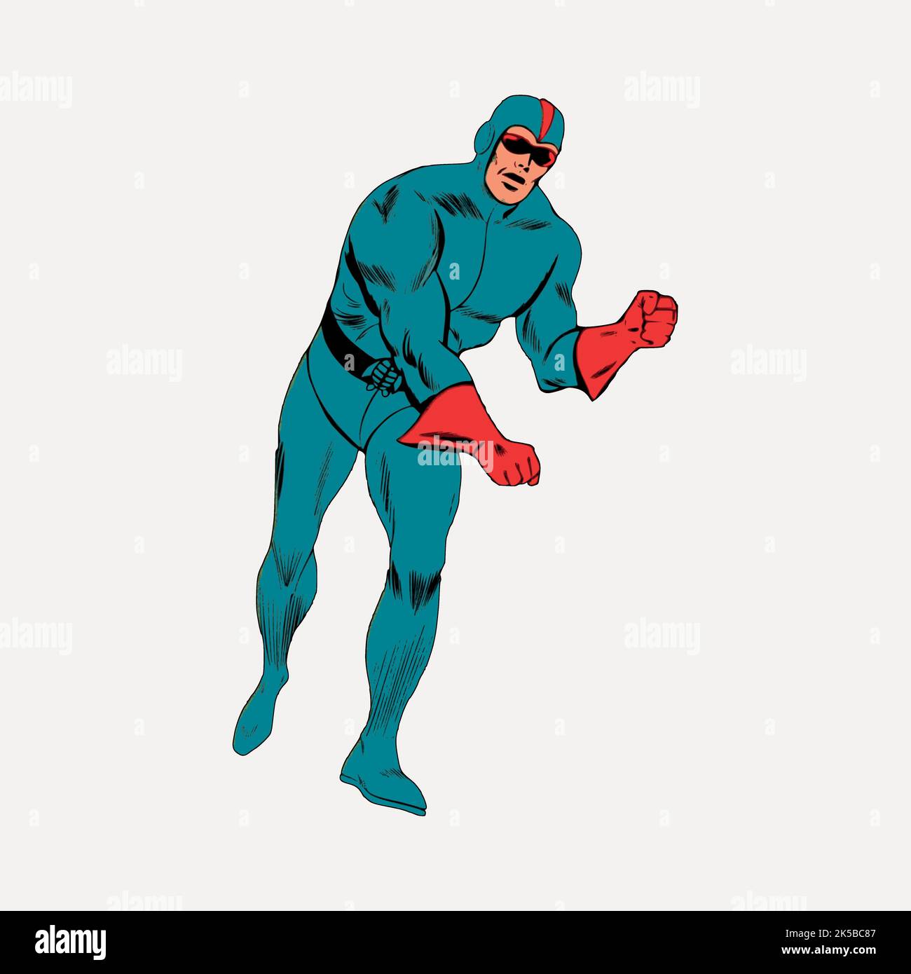 Blue superhero clipart, comic character illustration vector Stock ...