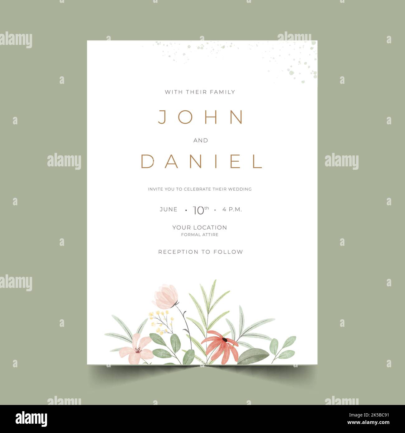 hand painted wedding invitation template vector design illustration ...