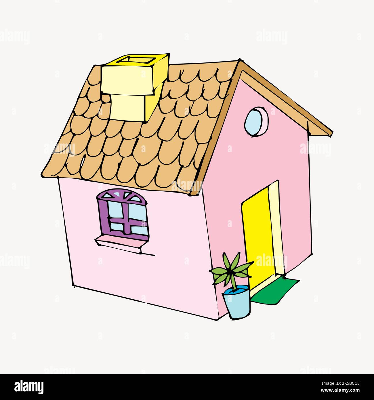 Pink house collage element, drawing illustration vector Stock Vector ...