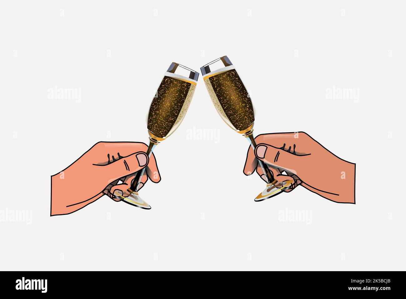 Clinking champagne glasses clipart, food illustration vector Stock ...
