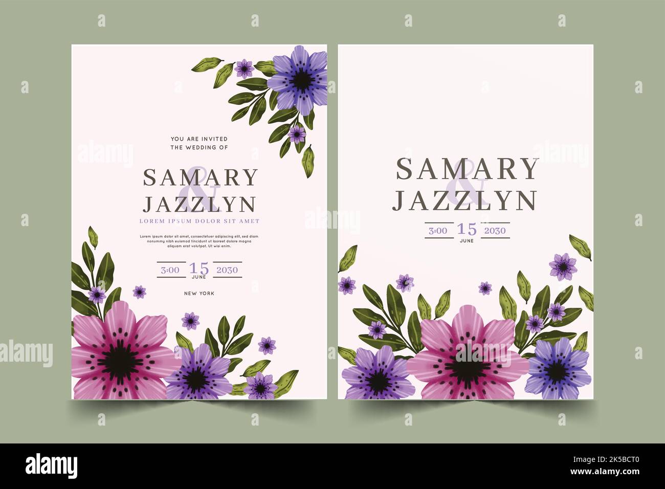 hand painted wedding invitation template vector design illustration ...