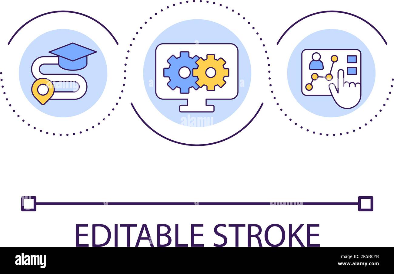 Monitoring student progress remotely loop concept icon Stock Vector ...