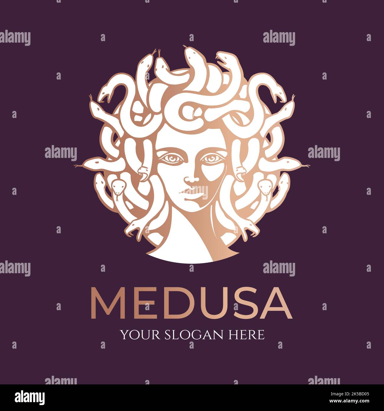 Medusa gorgon logo. Head of a woman with snakes. Protective amulet ...