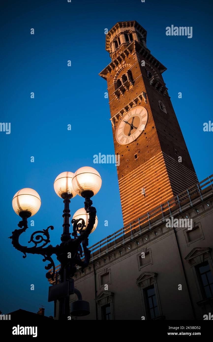 The Torre dei Lamberti clock tower in Verona Stock Photo - Alamy