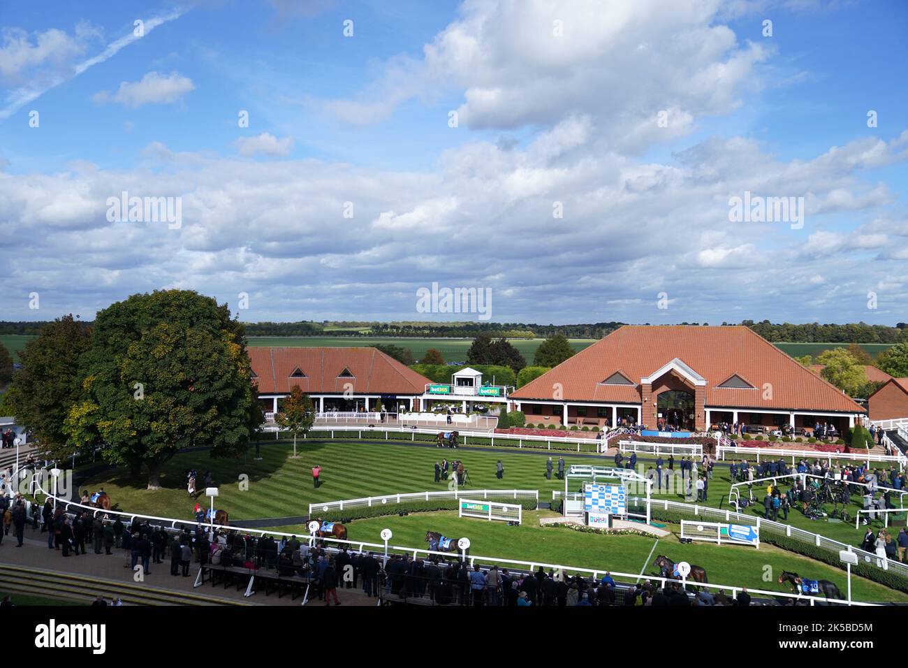 A general view of the parade ring ahead of the Newmarket Academy ...