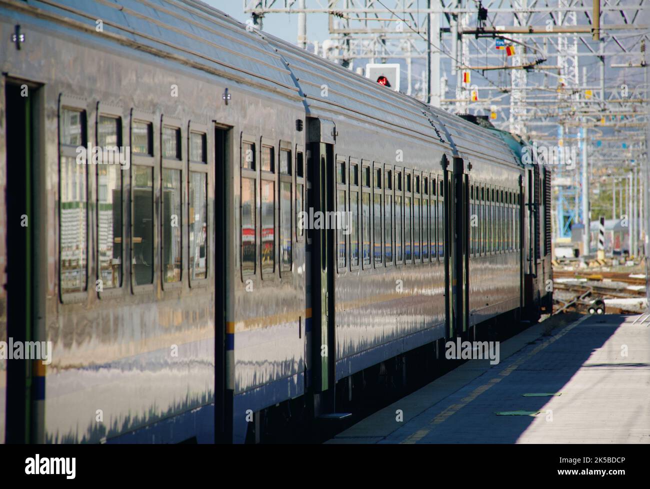 Beautiful clean wagons , Train transportation concept Stock Photo - Alamy