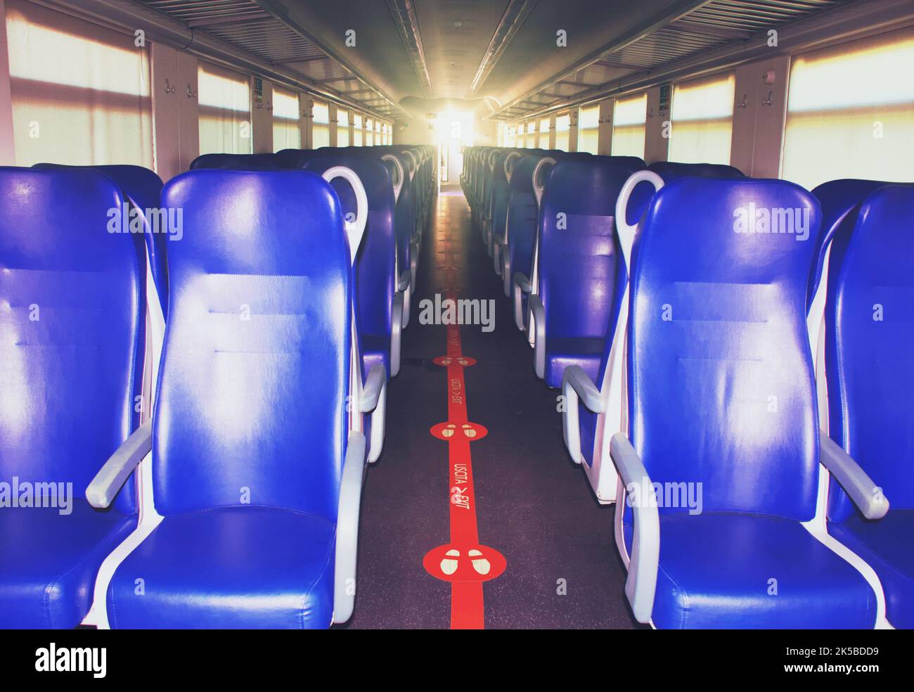 Interior of a train with a sunlight Stock Photo - Alamy