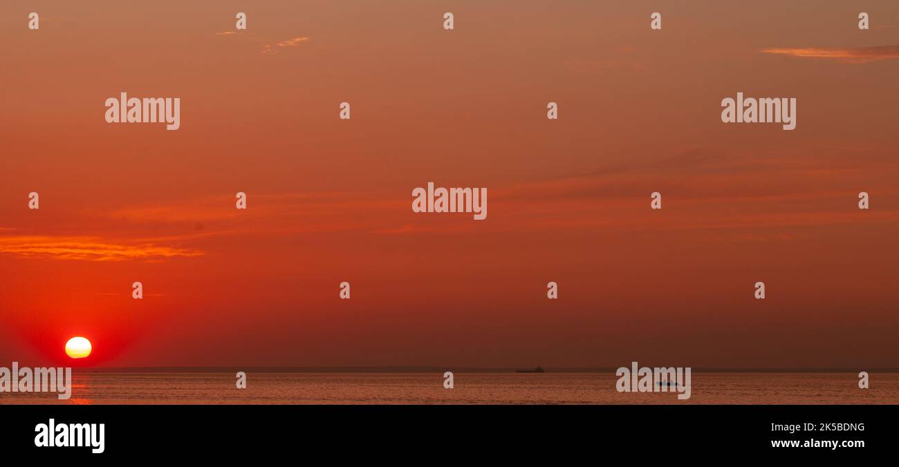 Gulf of Finland at sunset, summer coastal landscape, natural panoramic ...