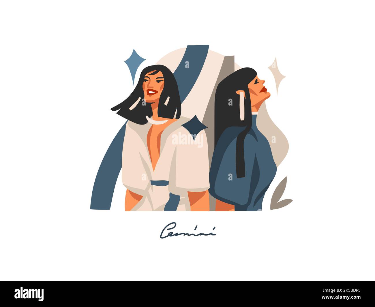 Hand drawn vector stock abstract flat graphic illustration with zodiac ...