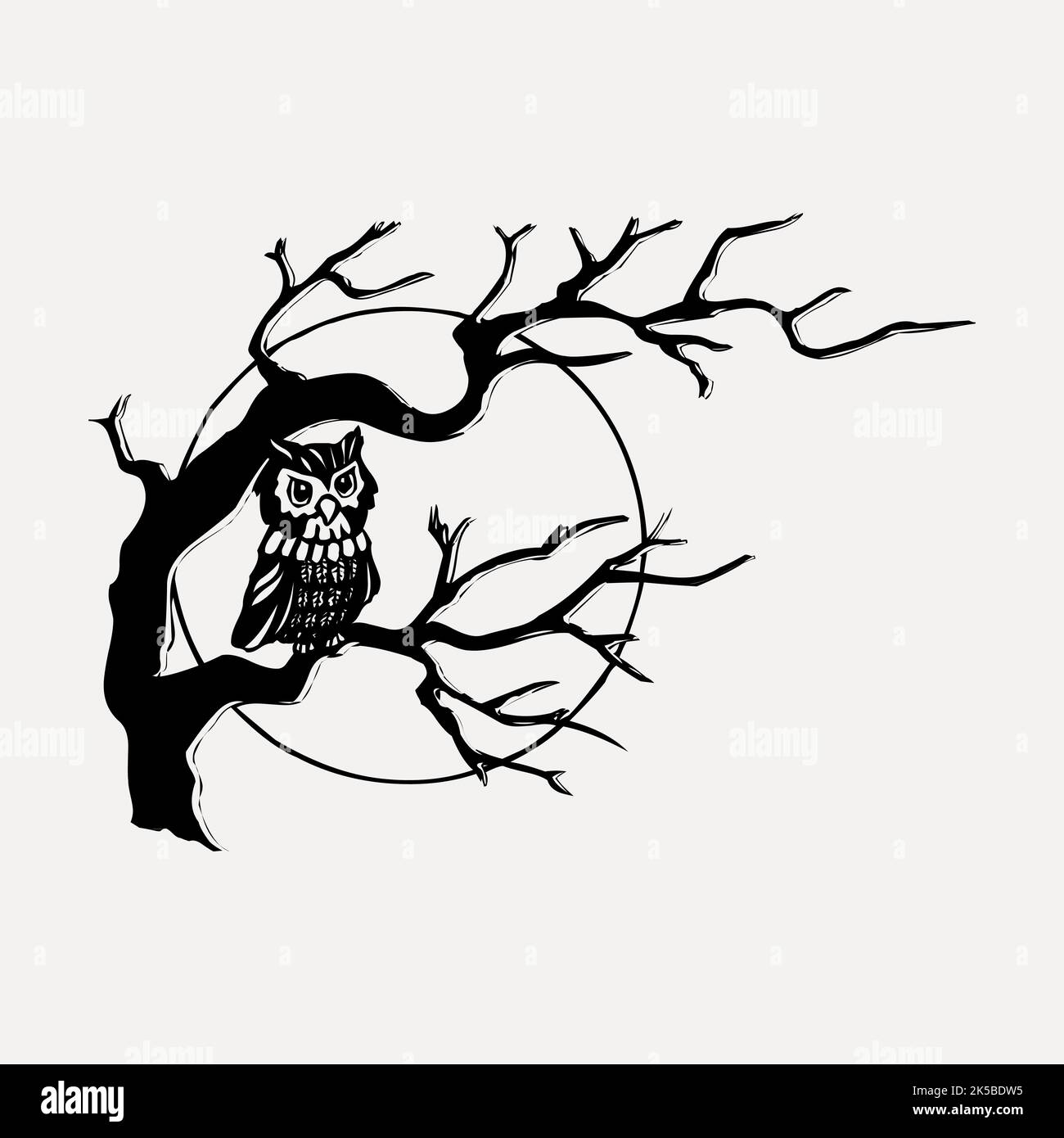 Owl on tree drawing, vintage illustration vector Stock Vector Image ...