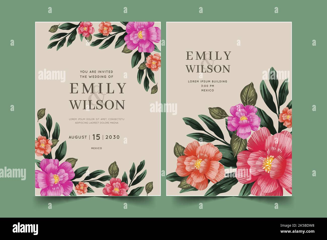 beautiful floral wedding card templates vector design illustration ...